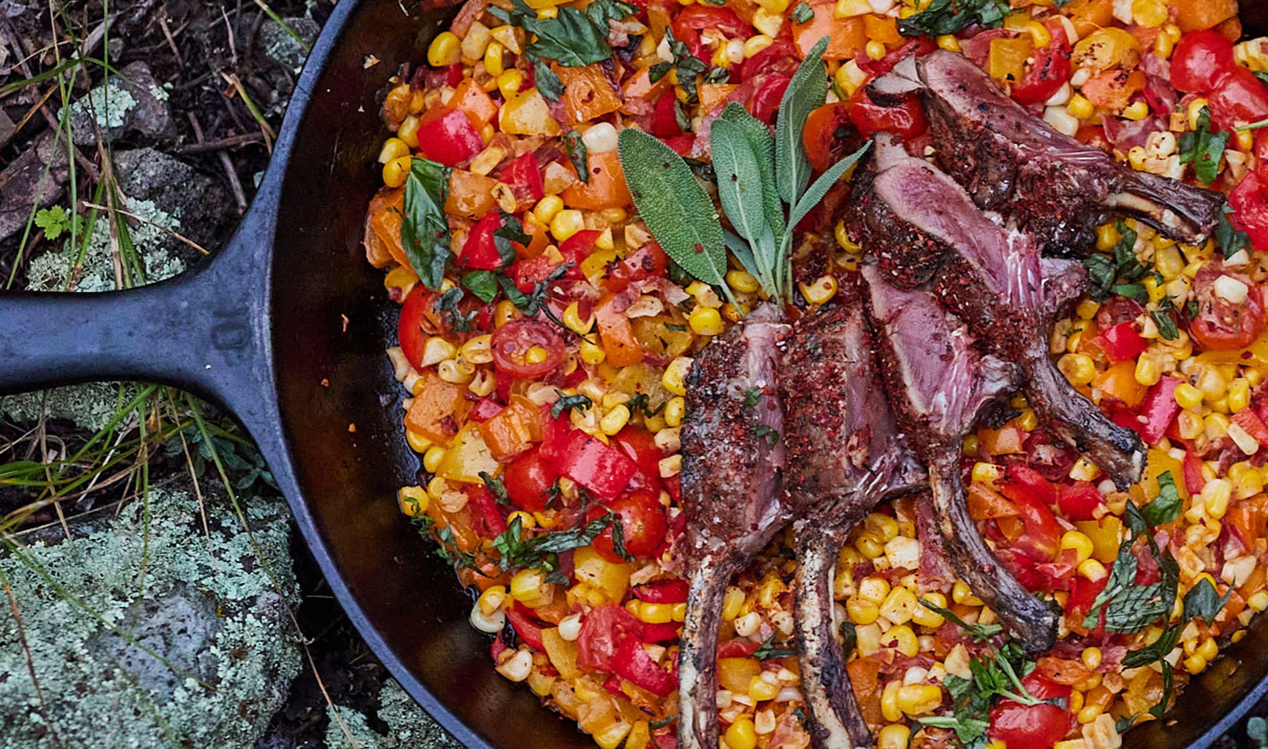 Recipe: Frenched Venison Loin Caveman Style on Succotash - HuntStand
